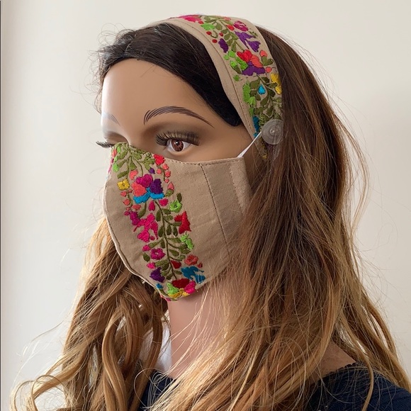 New Handmade | Accessories | Combo Face Mask And Headband With Buttons ...
